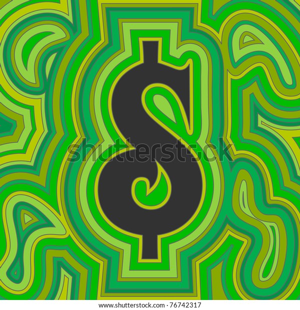 Groovy Dollar Sign Psychedelic Offset Swirls Stock Illustration ...