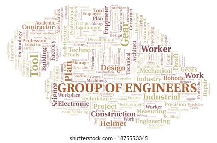 Group Engineers Typography Word Cloud Create Stock Illustration ...