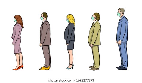 70 A group of people queue for their turn. illustration. Images, Stock ...