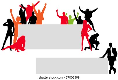 Group People Raster Version Vector Illustration Stock Illustration ...