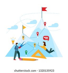 Group People Working On Implementation Plan Stock Illustration ...