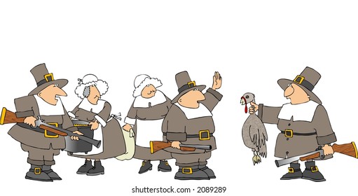 Group Pilgrims Stock Illustration 2089289 | Shutterstock