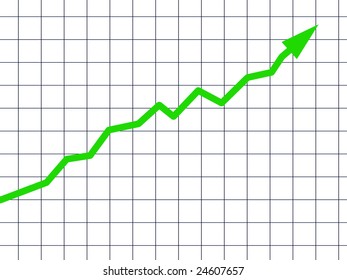 Rising Green Arrow Chart On White Stock Illustration 1834368706