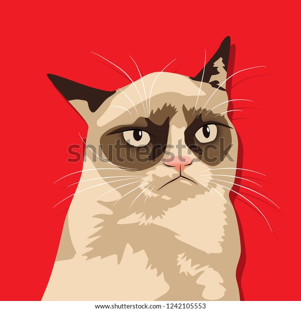 Grumpy Cat Internet Meme Dissatisfied Unhappy Stock Illustration ...