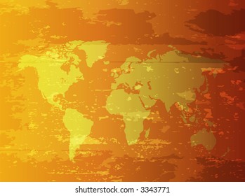 Grunge World Map Stock Illustration 3343771 | Shutterstock