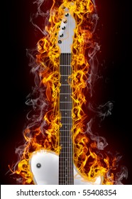 Acoustic Guitar Fire Water Illustration Acoustic Stock Illustration ...