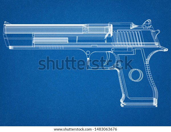 Gun Sketch 3d Rendering Stock Illustration 1483063676