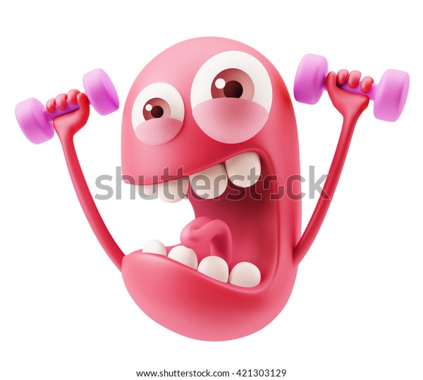 Gym Emoticon Face 3d Rendering Stock Illustration 421303129