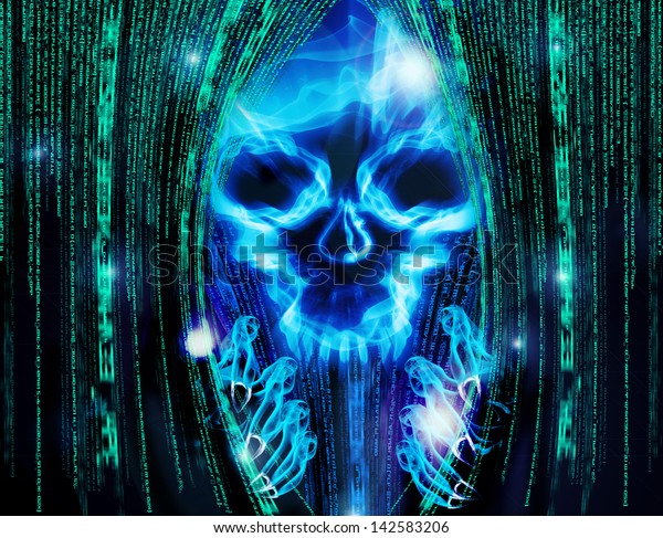 Hacker Attack Background Skull Arkivillustrasjon 142583206 | Shutterstock