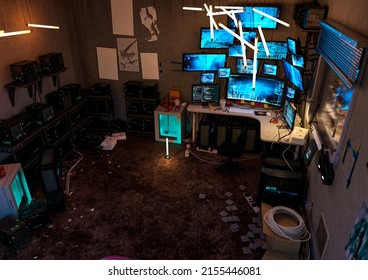 Hacker Room Background Security Camera View Stock Illustration ...