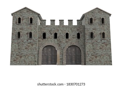 Hadrian Wall Elements Reconstruction 3d Illustration Stock Illustration ...