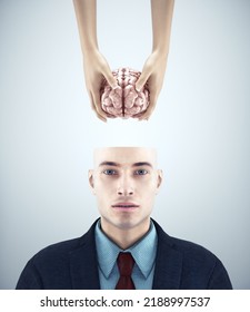 Half Head Man Receiving Brain Mental Stock Illustration 2188997537 ...