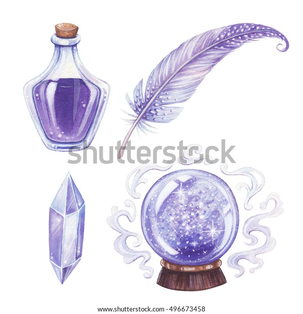 Halloween Handdrawn Illustration Magic Elements Set Stock Illustration ...