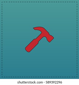 Hammer Simple Flat Button Red Illustration Stock Illustration 589392296 ...