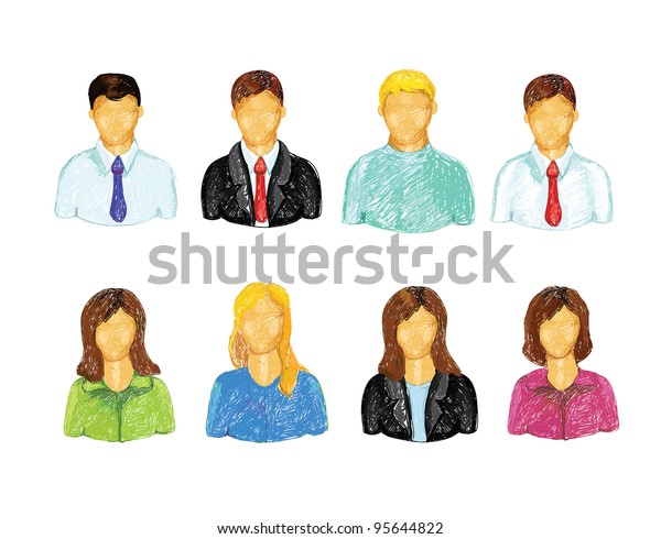 Hand Draw Avatar Set 스톡 일러스트 95644822 | Shutterstock