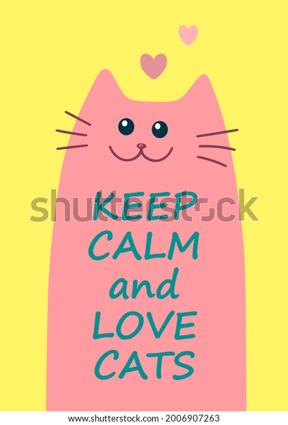 Hand Draw Cute Pink Cat Isolated Stock Illustration 2006907263 ...