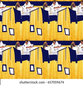 Hand Draw Seamless Cafe Pattern Cafeteria Stock Illustration 657059674 ...