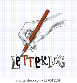 Hand Drawing On Squared Notebook Paper Stock Illustration 237041158 ...