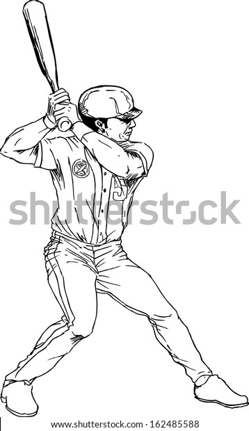 Hand Drawn Baseball Player Stock Illustration 162485588 | Shutterstock
