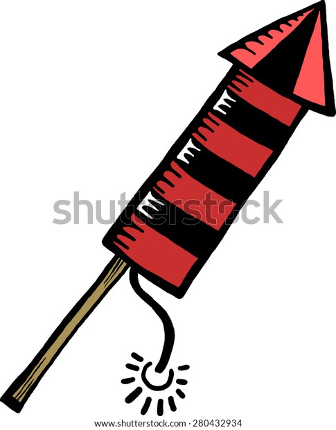 Hand Drawn Doodle Drawing Firework Rocket Stock Illustration 280432934