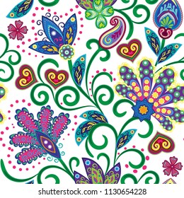 Summer Pattern Indian Motifs Seamless Vector: vetor stock (livre de ...
