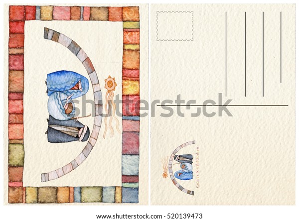 Hand Drawn Front Back Postcard Stock Illustration 520139473 | Shutterstock