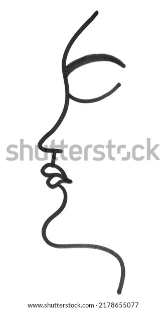 Hand Drawn Human Face Hand Made Stock Illustration 2178655077 ...