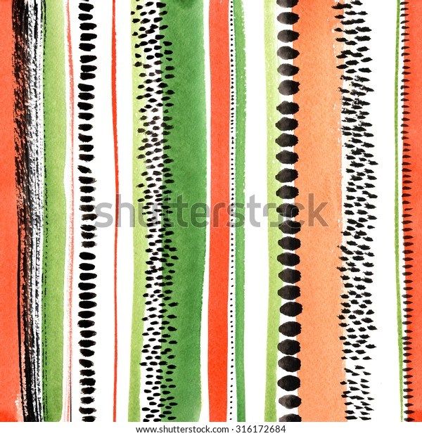 Hand Drawn Ink Seamless Pattern Stripes Stock Illustration 316172684 ...