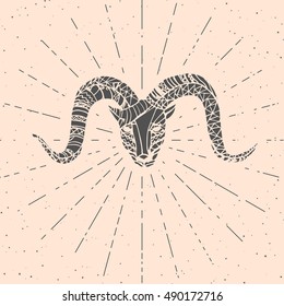 Hand Drawn Ram Pattern Sun Rays Stock Illustration 490172716 | Shutterstock