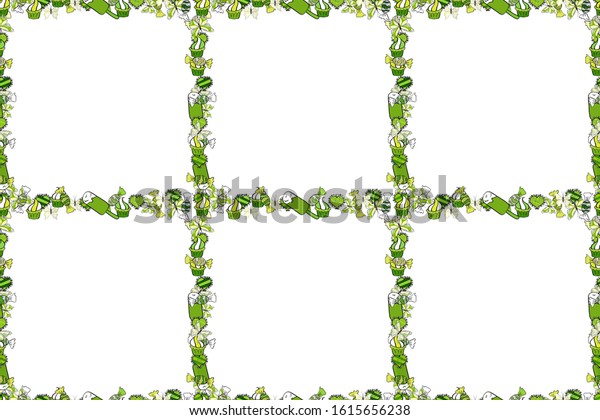 Hand Drawn Raster Border Frame Doodles Stock Illustration 1615656238