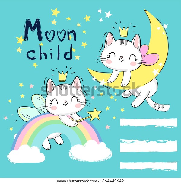 Hand Drawn Set Cute Magic Cats Stock Illustration 1664449642 | Shutterstock