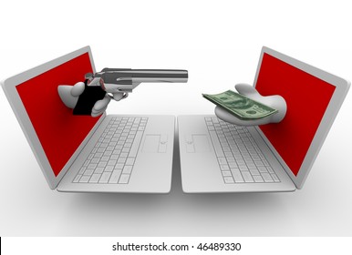 Hand Emerging Laptop Computer Screen Aims Stock Illustration 46489330 ...