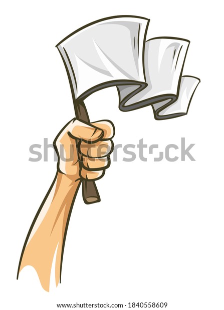 Hand Holding White Flag Capitulation Concept Stock Illustration ...