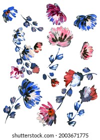 Hand Paint Flowers Set Pattern Stock Illustration 2003671775 | Shutterstock