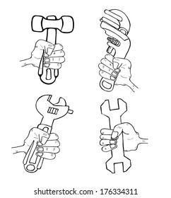 Hand Tools Doodle Set Stock Vector (Royalty Free) 122953528 | Shutterstock
