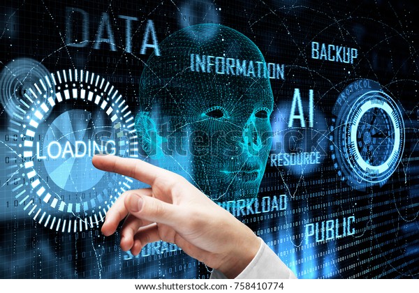 Hand Using Abstract Hi Tech Face Stock Illustration 758410774 ...