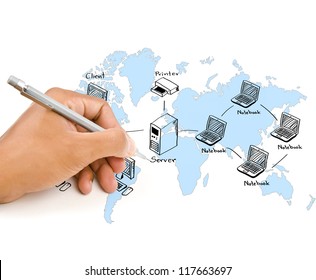 Hand Write Lan Network Diagram On Stock Illustration 117663697 ...
