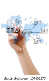 Hand Write Lan Network Diagram On Stock Illustration 118720807