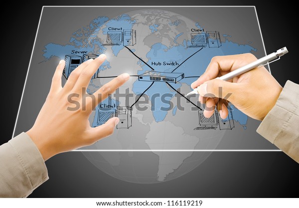 Hand Write Lan Network Diagram On Stock Illustration 116119219 ...