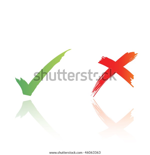 Hand Written Tick Cross Marks Stock Illustration 46063363