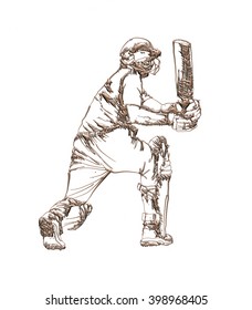 Handdrawn Cricketer Sketch 3d Rendered Illustration Stock Illustration ...