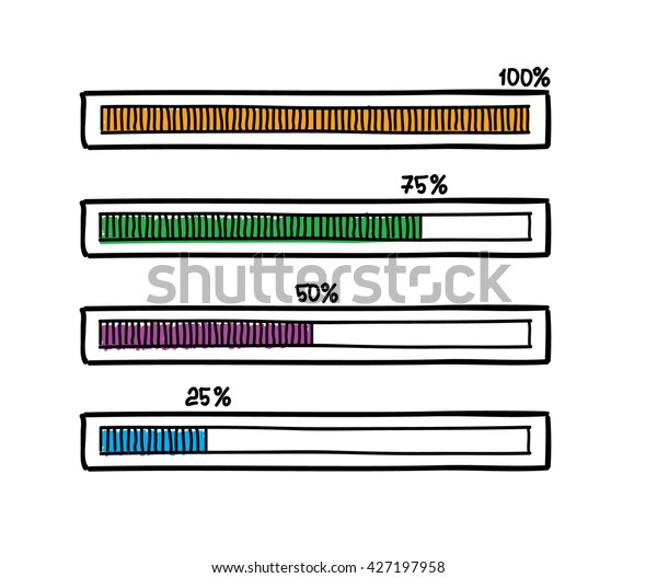 Handdrawn Progress Bar Doodle Sketch Design Stock Illustration ...