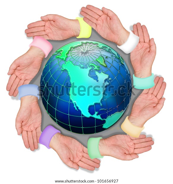 Hands Around Earth Stock Illustration 101656927
