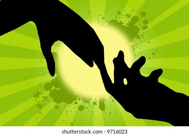 Hands Green Background Stock Illustration 9716023 | Shutterstock