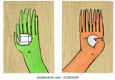 Hands Holding Objects Stock Illustration 213655639 | Shutterstock