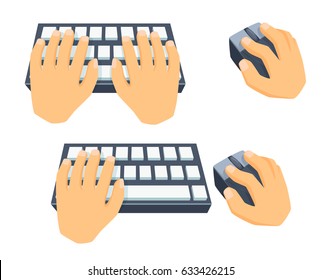 Hands Use Keyboard Computer Mouse Process Stock Illustration 633426215 ...