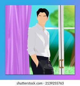 Handsome Random Guy Simple Illustration Stock Illustration 2139255763 ...