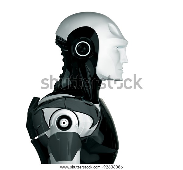 Handsome Robot Side View Stylish Glossy Stock Illustration 92636086