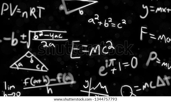 Handwritten Equations Floating Front Black Background Stock ...