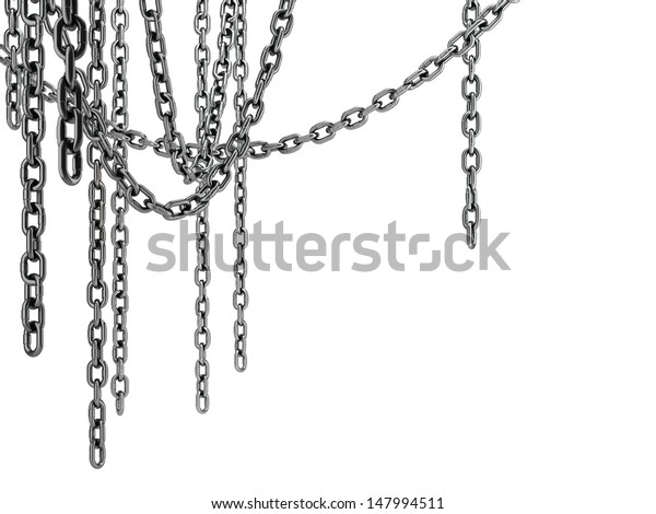 Hanging Chains Isolated On White Background Stock Illustration ...